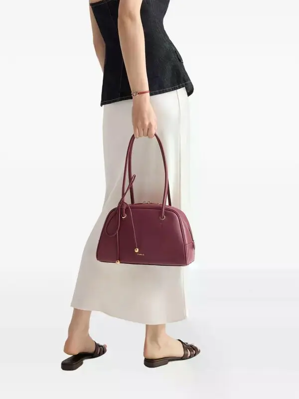 Furla Dome Pebbled Leather Tote Bag - Red