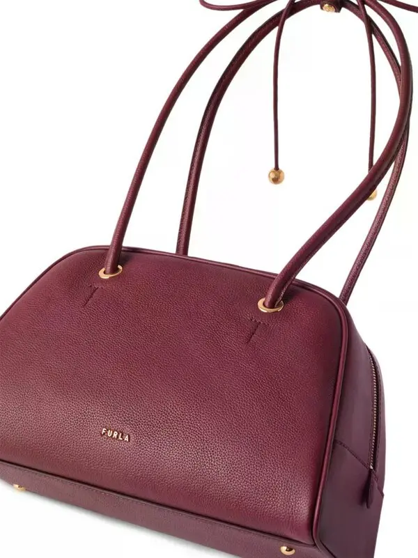 Furla Dome Pebbled Leather Tote Bag - Red