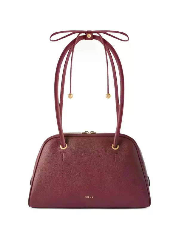 Furla Dome Pebbled Leather Tote Bag - Red
