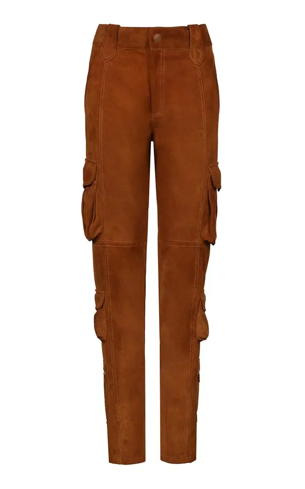 Johanna Ortiz Leather Cargo Pants - Tan