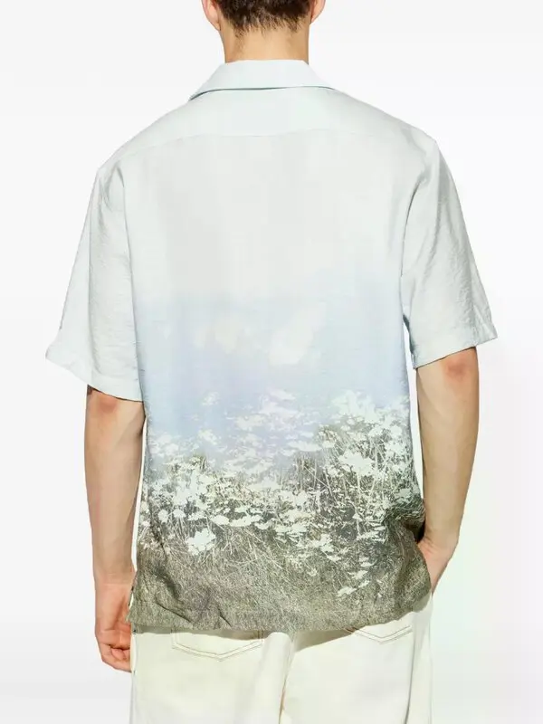 SAMSOE SAMSOE Saayo Floral-print Short-sleeve Shirt - Blue
