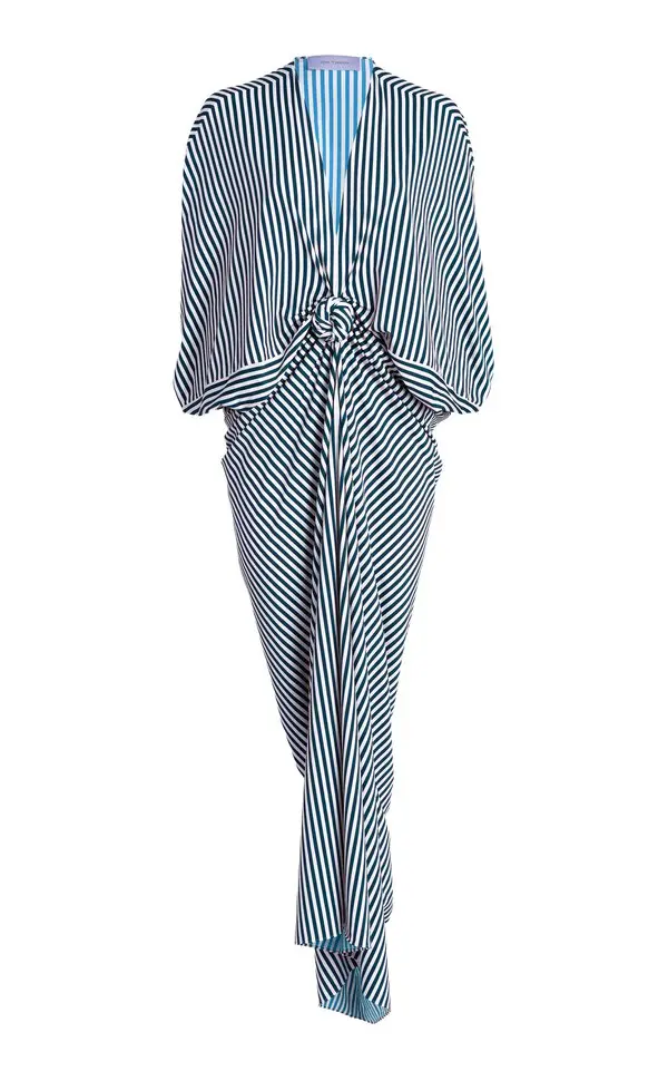 Silvia Tcherassi Fiore Gathered Crepe Tunic Maxi Dress