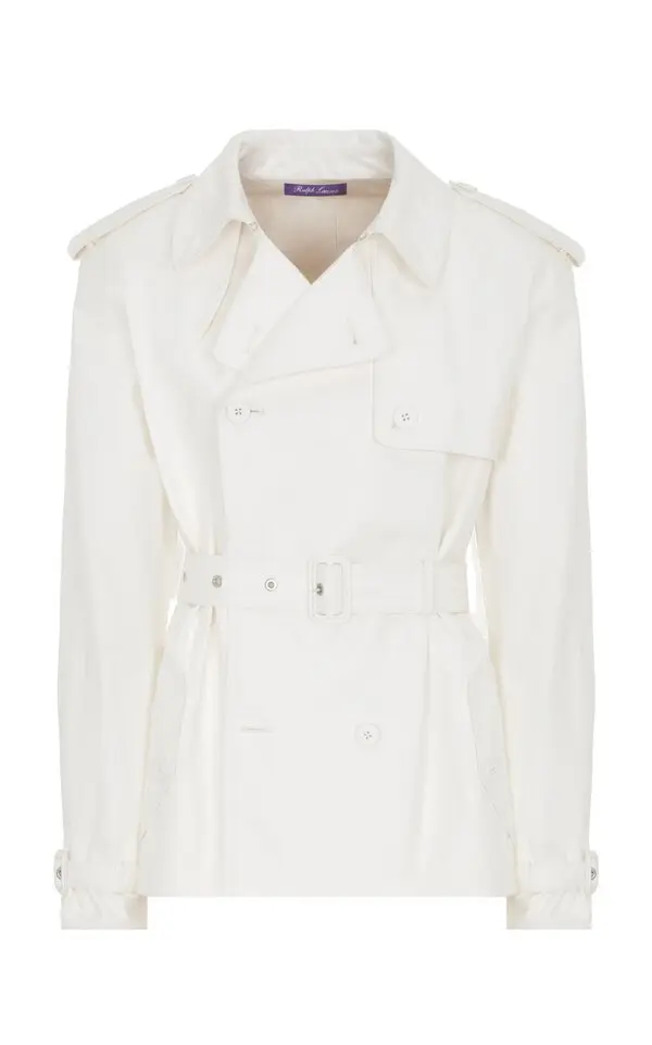 Ralph Lauren Maiven Short Leather Trench Coat - White