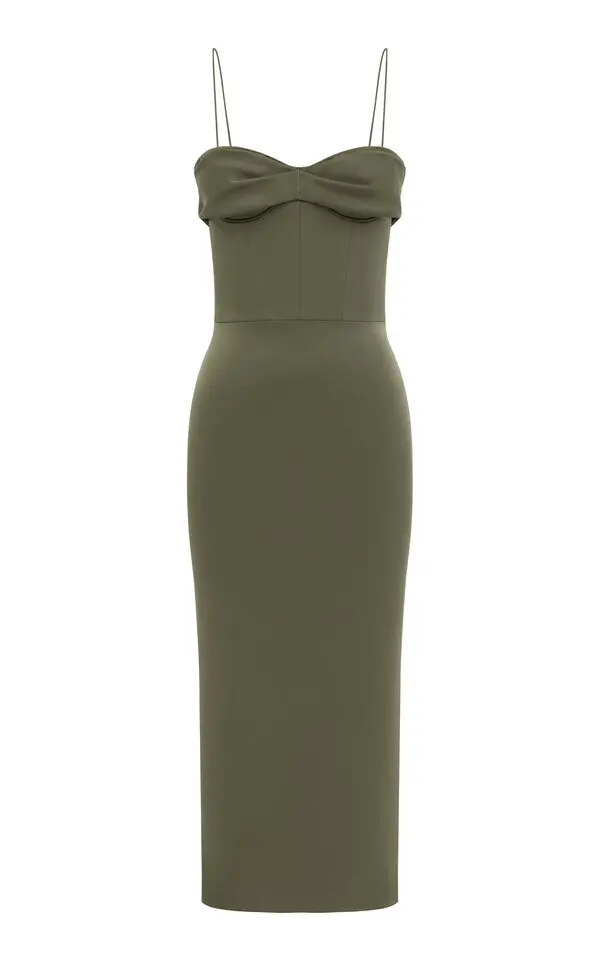 Alex Perry Draped Satin-crepe Midi Dress - Khaki