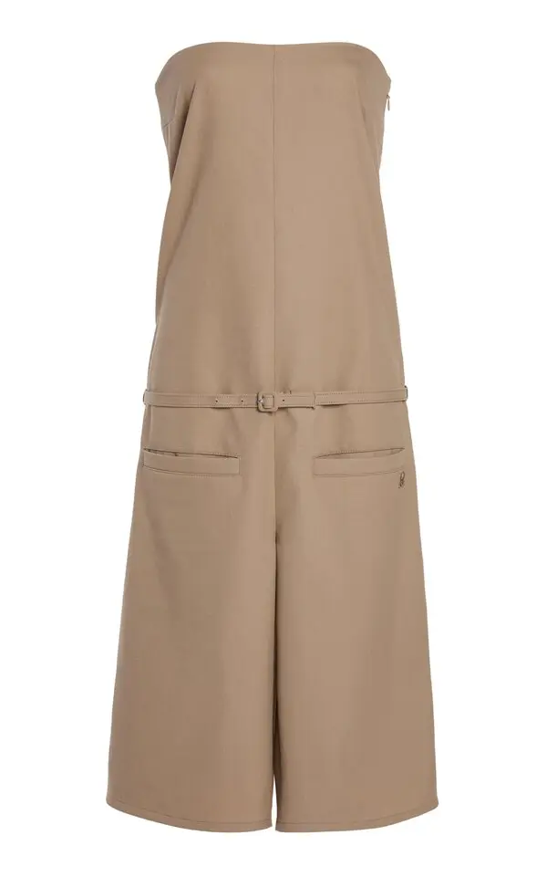 COURREGES Belted Cotton Canvas Jumpsuit - Khaki