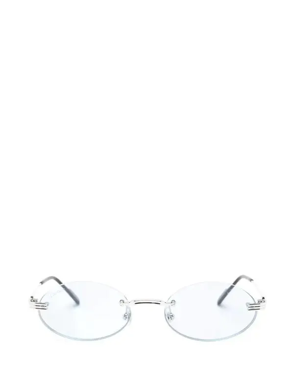 Cartier Oval Frame Rimless Sunglasses - Silver