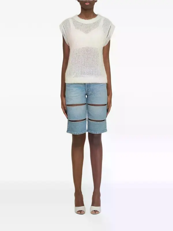 CONTESSA MILLS Arcana Leather-piped Shorts - Blue