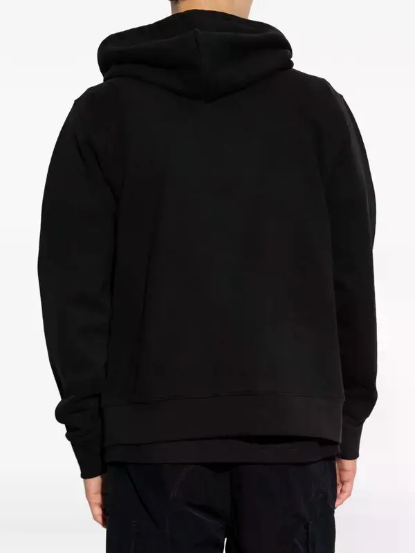 Burberry Logo Embroidered Zip-up Hoodie - Black