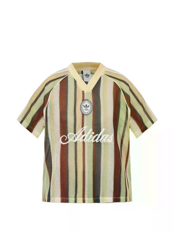 Adidas Striped Logo-embroidered T-shirt - Yellow