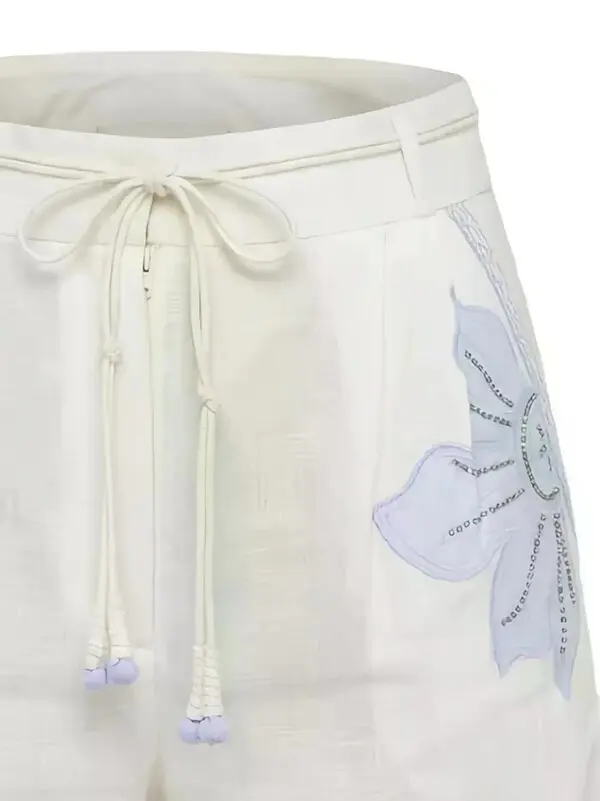 SCARLETT POPPIES Floral Embroidered Drawstring Shorts