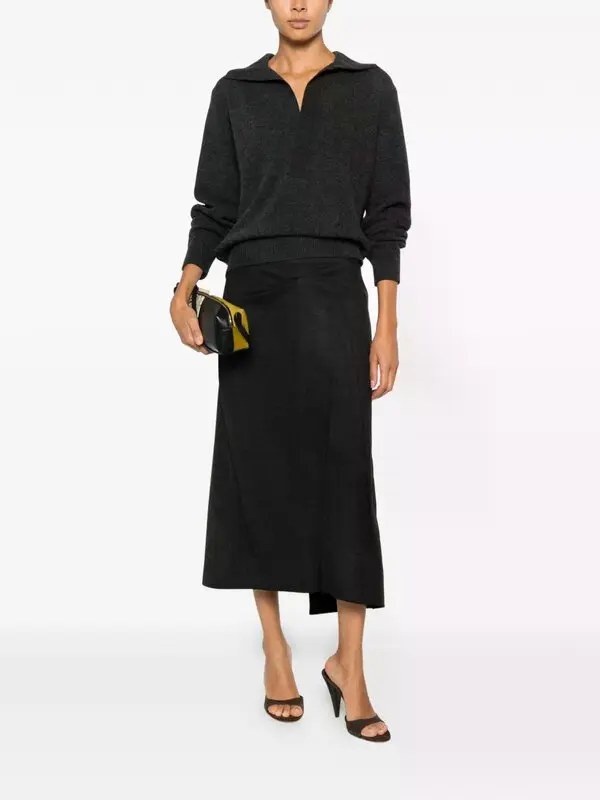 Victoria Beckham Asymmetric Draped Midi Skirt