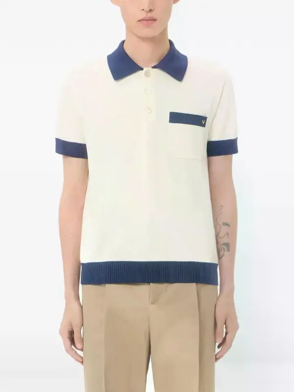 Valentino Garavani Cotton Polo With Vgold - Neutrals