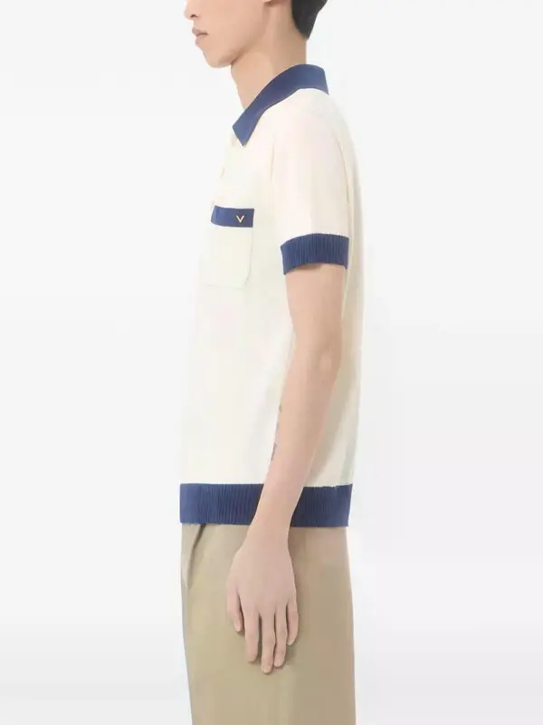 Valentino Garavani Cotton Polo With Vgold - Neutrals