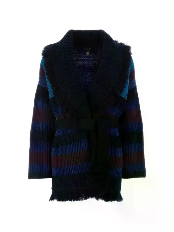 ALANUI X SUICOKE Striped Cardigan With Fringe Trim - Blue