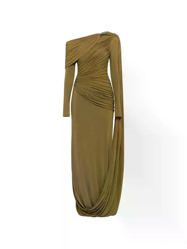 CHATS BY C.DAM Suriya Ruched One-shoulder Dress - Green