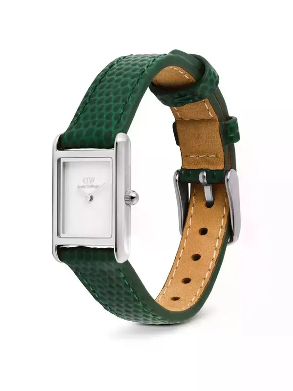 DANIEL WELLINGTON Rectangular Watch With Sword Hands And Lizard-effect Leather Strap