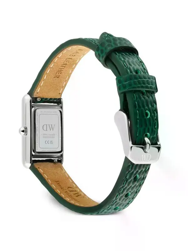 DANIEL WELLINGTON Rectangular Watch With Sword Hands And Lizard-effect Leather Strap