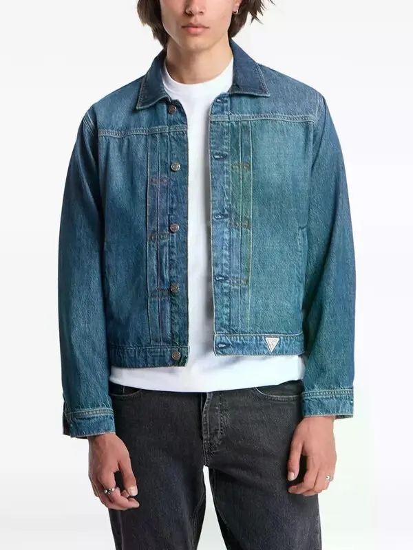 Guess Distressed Logo Patch Denim Jacket