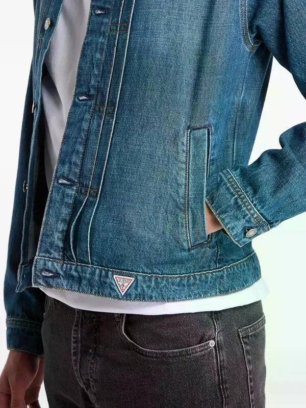 Guess Distressed Logo Patch Denim Jacket
