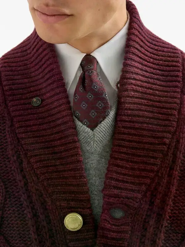 Brunello Cucinelli Silk Geometric Neck Tie - Red