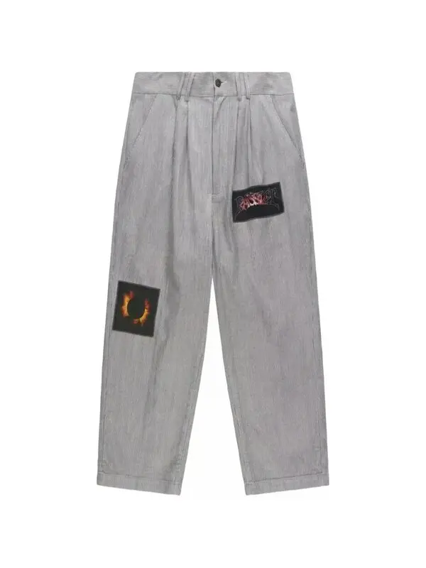 RASSVET Wide-leg Trousers With Graphic Patches - Grey