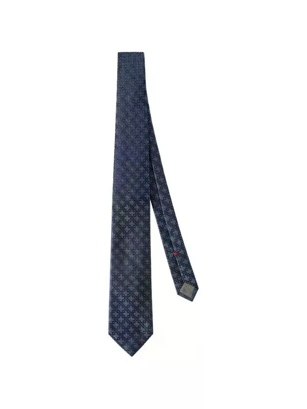 Brunello Cucinelli Geometric Floral Silk Neck Tie - Blue