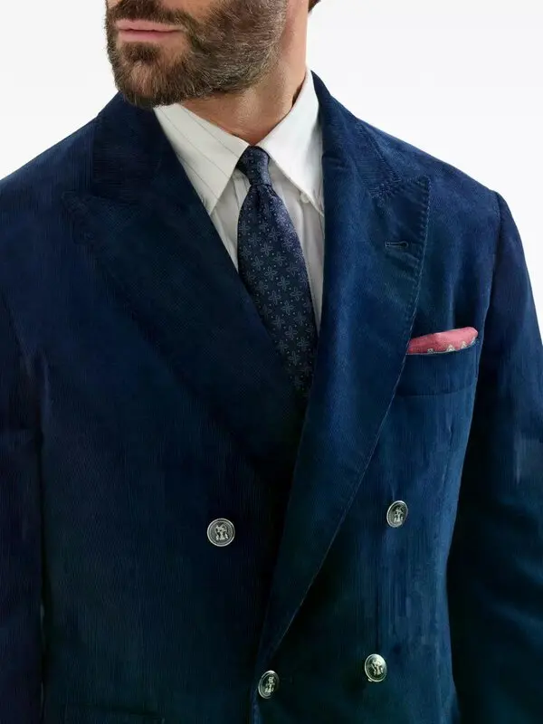 Brunello Cucinelli Geometric Floral Silk Neck Tie - Blue