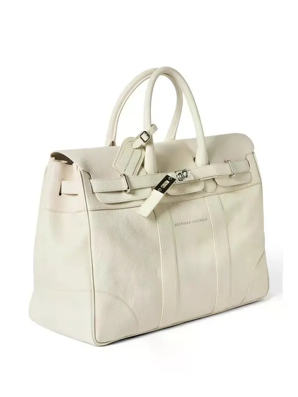 Brunello Cucinelli Grained Calfskin Country Bag - Neutrals