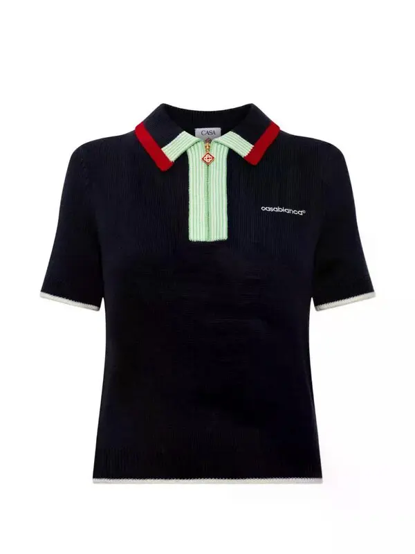 Casablanca Zip-up Polo Shirt With Embroidered Logo