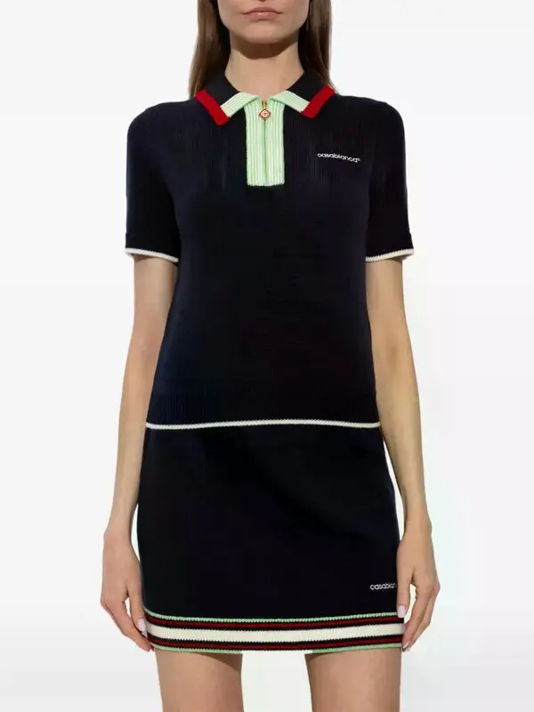 Casablanca Zip-up Polo Shirt With Embroidered Logo