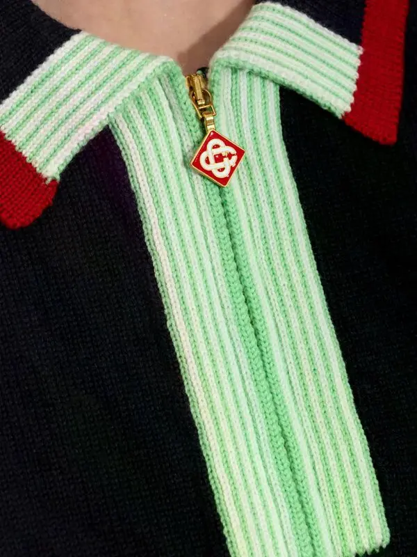 Casablanca Zip-up Polo Shirt With Embroidered Logo