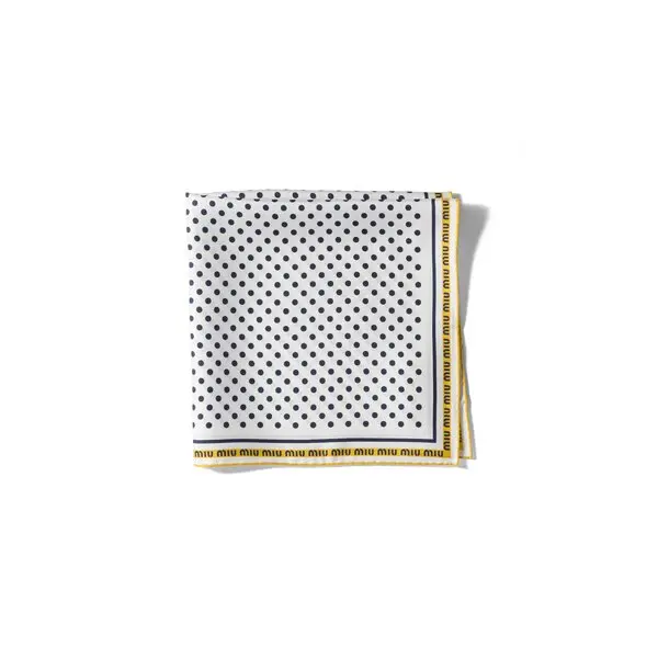 Miu Miu Printed Twill Scarf - White/navy Blue