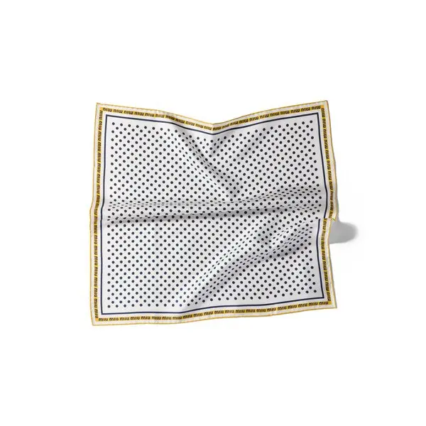 Miu Miu Printed Twill Scarf - White/navy Blue