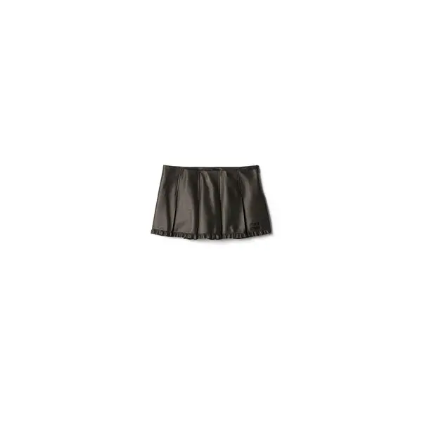 Miu Miu Pleated Nappa Leather Mini Skirt