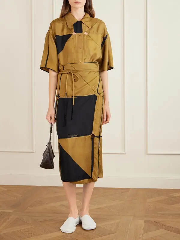 Calvin Klein Elowen Silk-twill Patchwork Shirt
