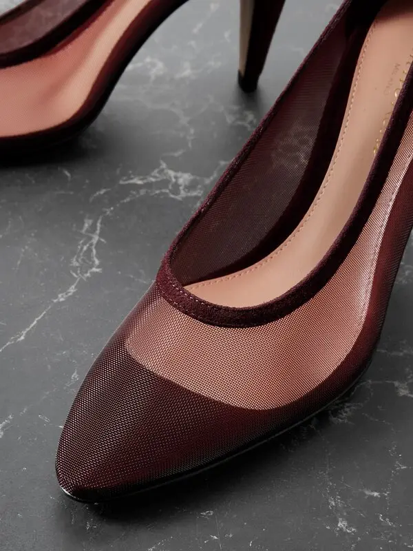 GIANVITO ROSSI Rete 85 Suede-trimmed Mesh Pumps