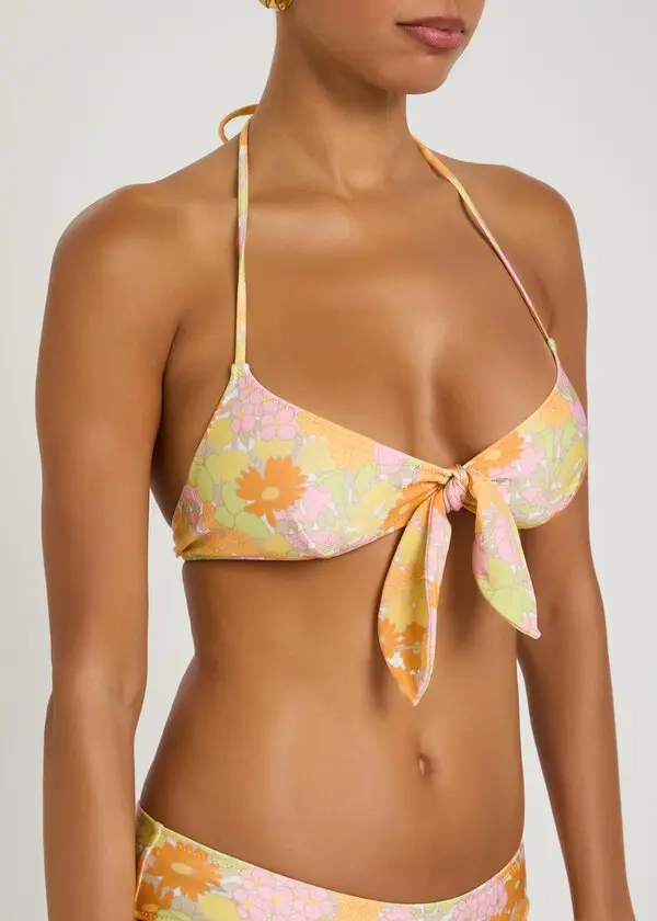 Chloé Floral-print Halterneck Bikini Top - Multicoloured