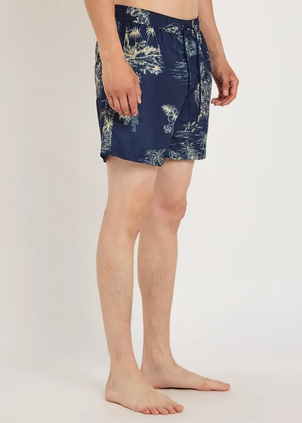 Moncler Floral Print Nylon Swim Shorts - Navy