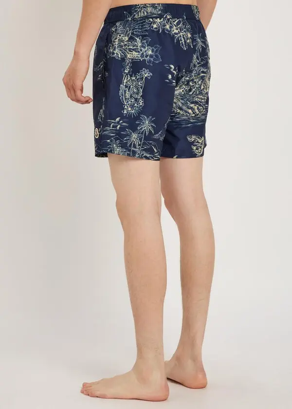 Moncler Floral Print Nylon Swim Shorts - Navy