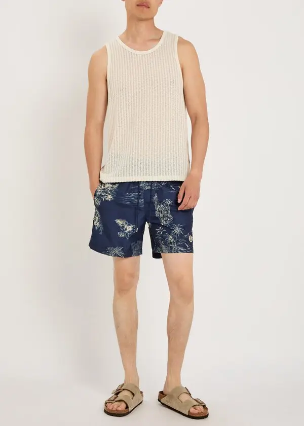 Moncler Floral Print Nylon Swim Shorts - Navy