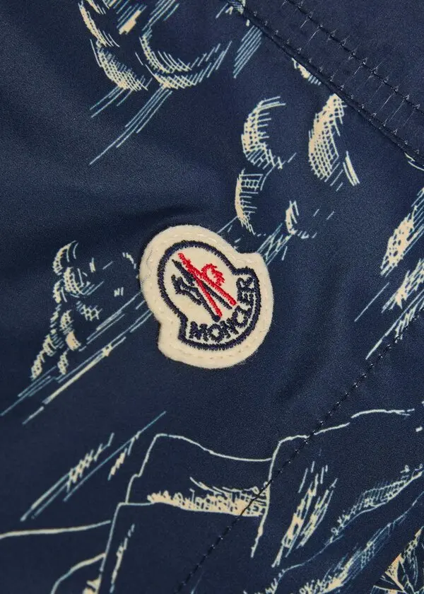 Moncler Floral Print Nylon Swim Shorts - Navy