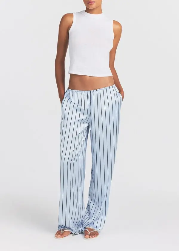 SKIMS Lace-trim Woven Shine Trousers - Blue