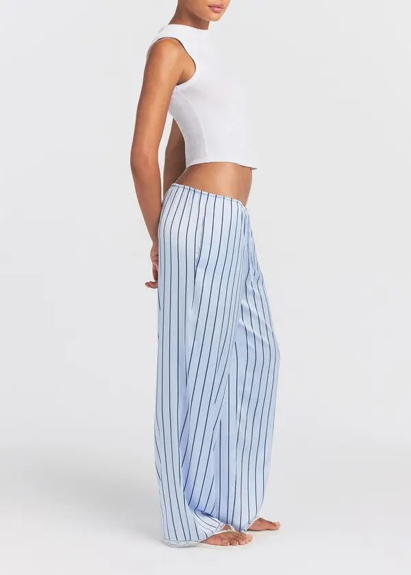 SKIMS Lace-trim Woven Shine Trousers - Blue