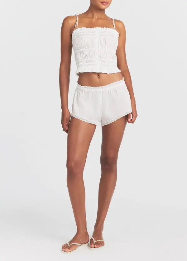 SKIMS Lace-trim Poplin Shorts - White