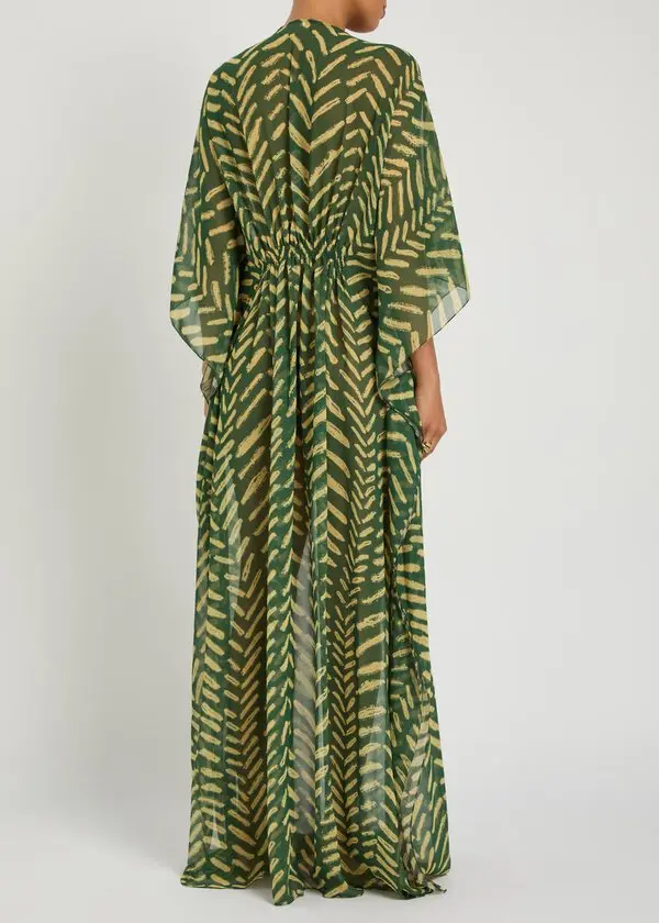 Johanna Ortiz Secret Garden" Patterned Georgette Maxi Kaftan Dress