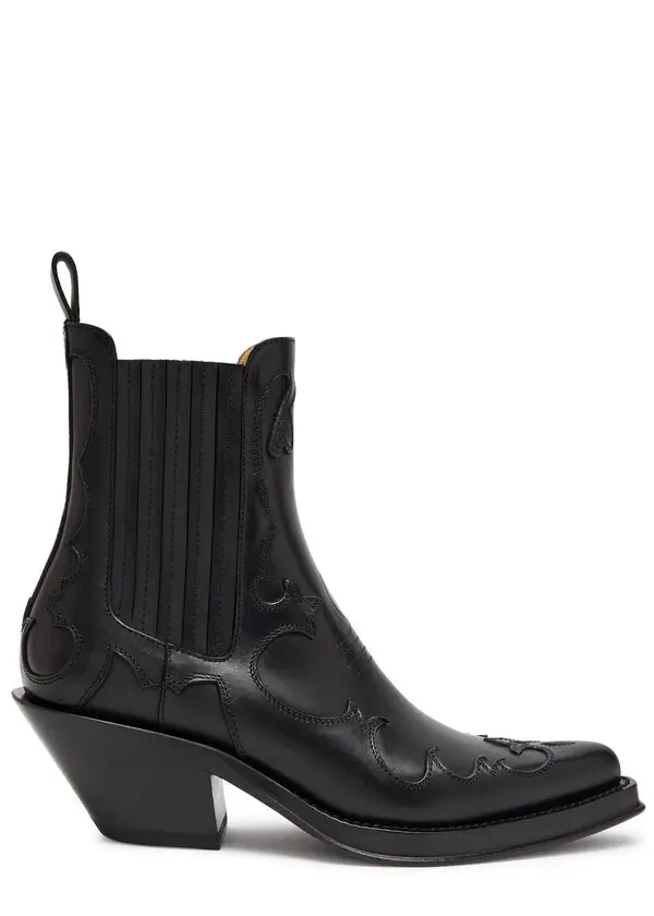 Gabriela Hearst Cassidy Leather Ankle Boots - Black