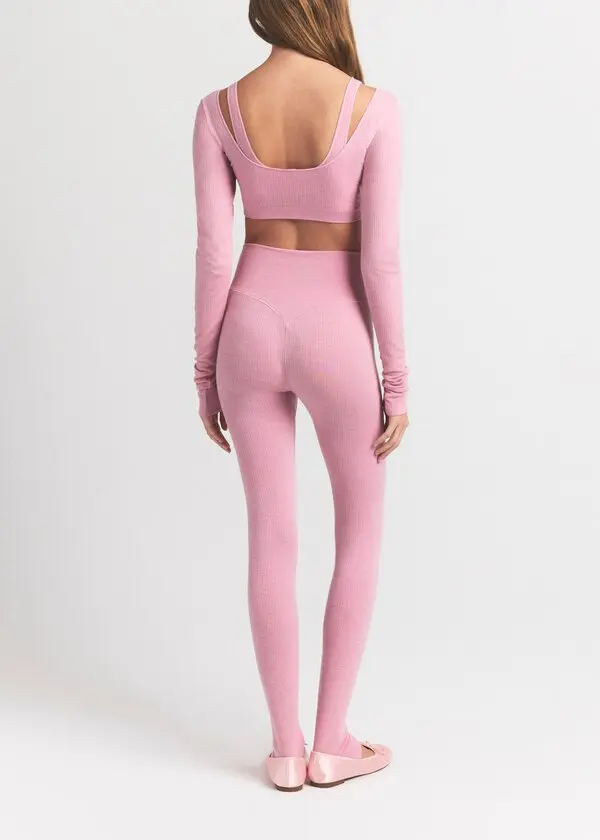 SKIMS Cropped Ribbed Wool-blend Top - Pink