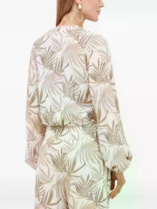 Melissa Odabash Gemma Palm-print Tie-front Cropped Top