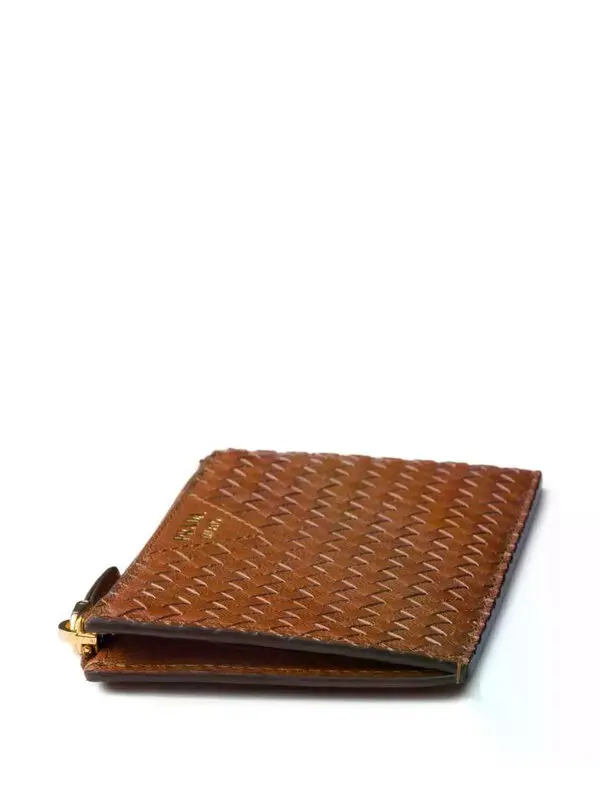 Prada Woven Madras Leather Card Holder
