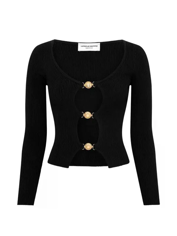 MARINE SERRE Ribbed Cut-out Cardigan With Moon Clips